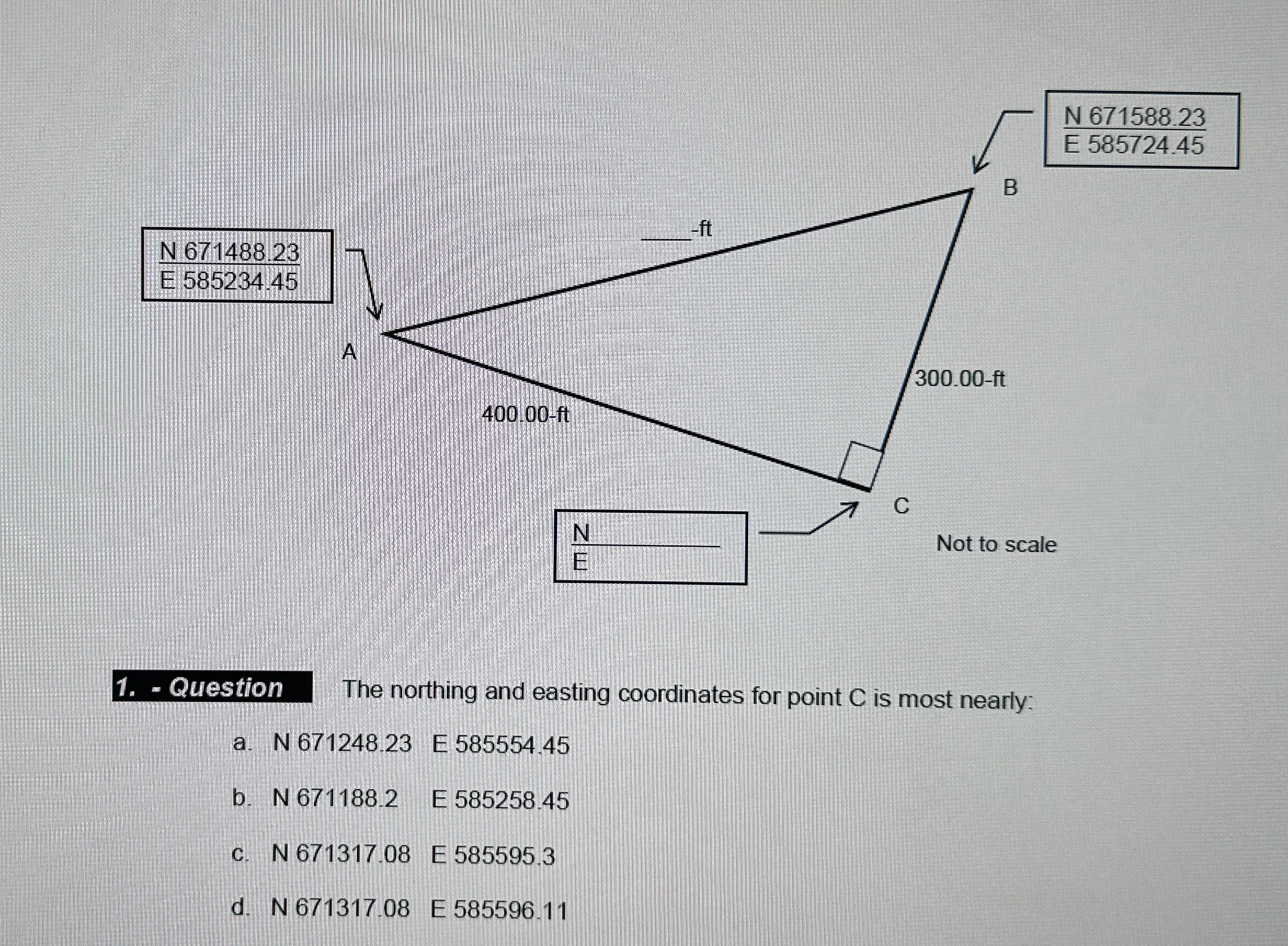 Solved QuestionThe northing and easting coordinates for | Chegg.com