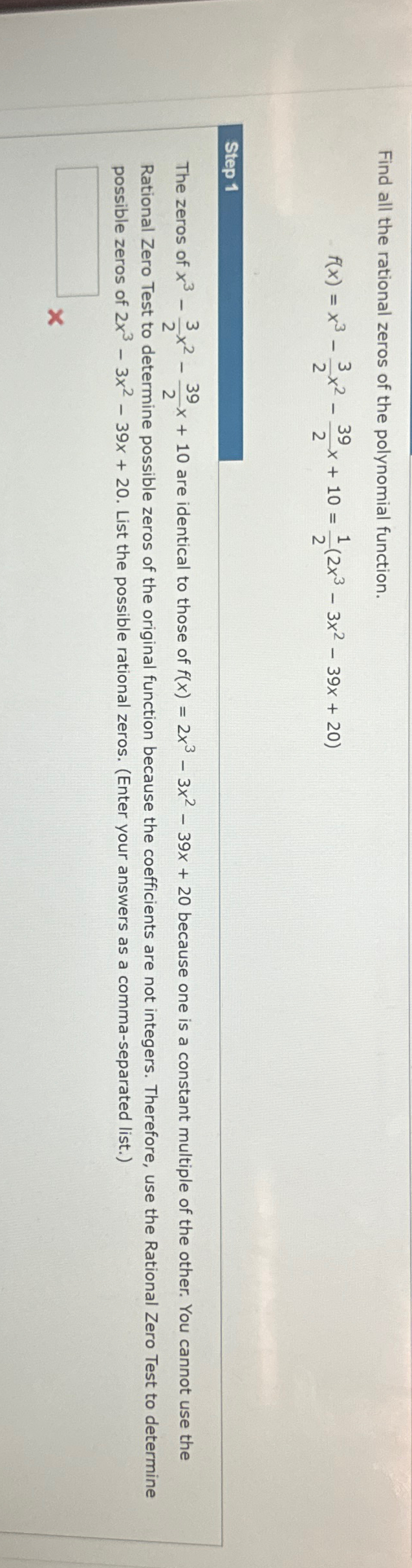 Solved Find all the rational zeros of the polynomial | Chegg.com