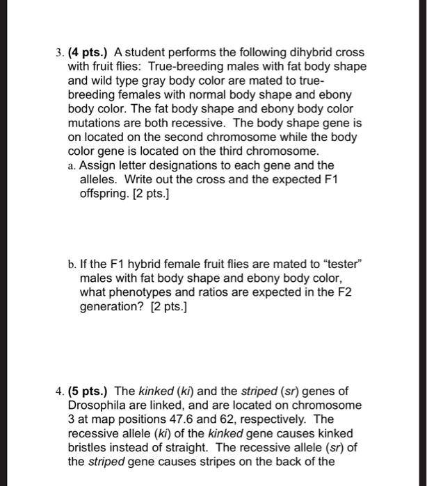 Solved 3. (4 pts.) A student performs the following dihybrid | Chegg.com