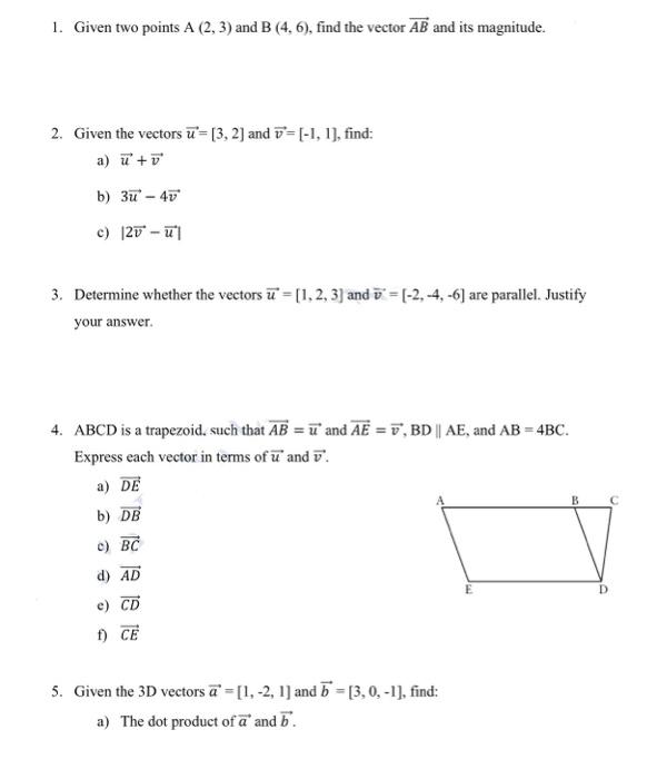 Solved 1. Given two points A(2,3) and B(4,6), find the | Chegg.com