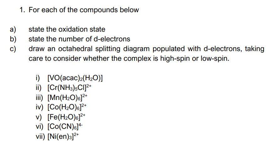 For each of ﻿the compounds | Chegg.com