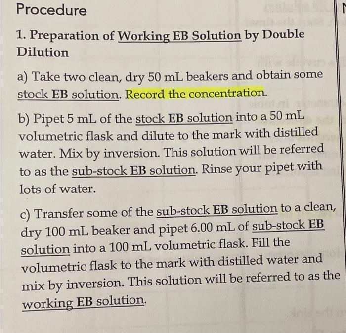 Solved 4. a) Read the procedure and highlight all the values | Chegg.com