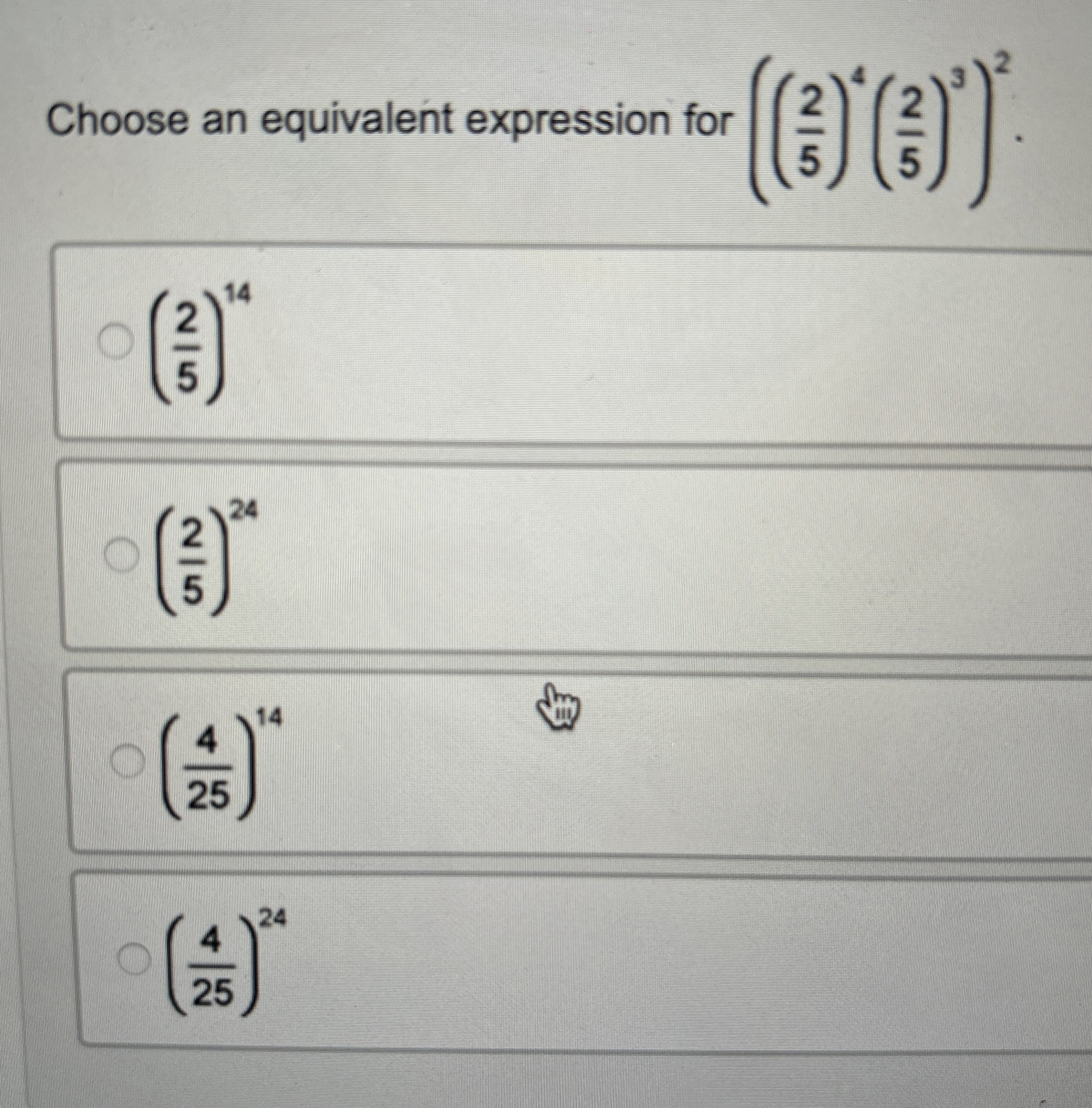 Solved Choose an equivalent expression for | Chegg.com