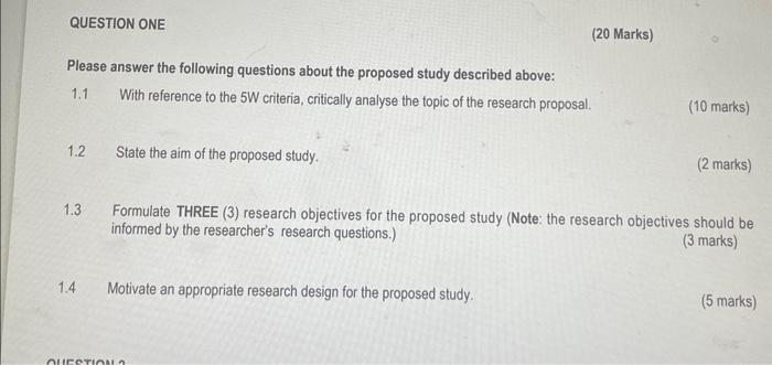 QUESTION ONE (20 Marks) Please answer the following | Chegg.com