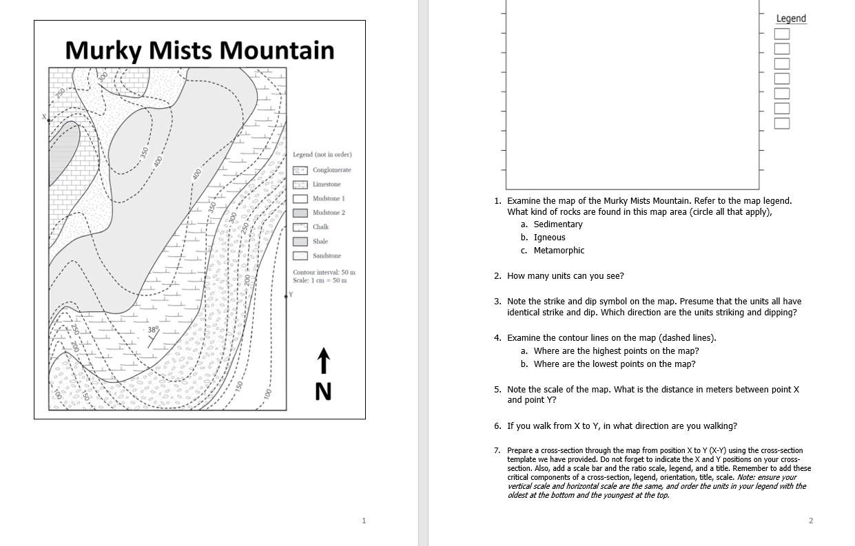 Solved 1) ﻿Examine the map of the Murky Mists Mountain. | Chegg.com