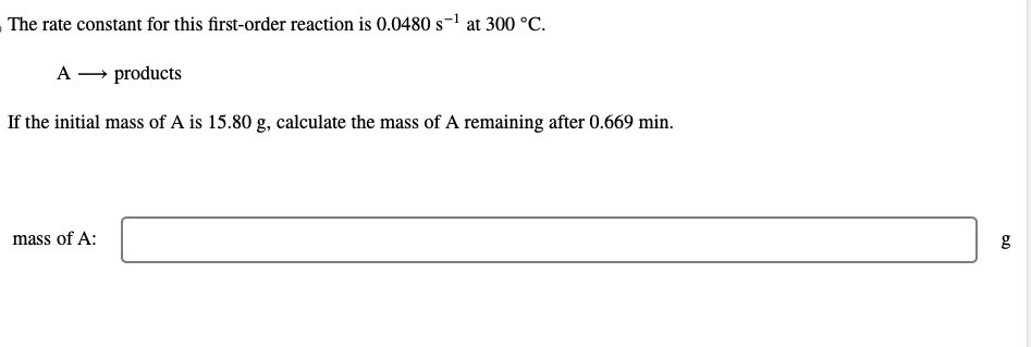 Solved The rate constant for this first-order reaction is | Chegg.com