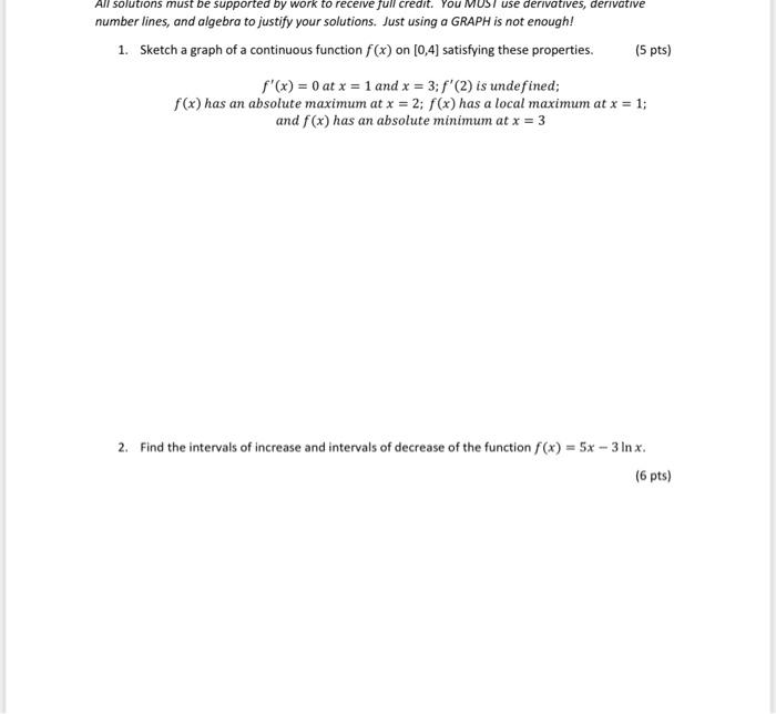 Solved UST use derivatives, derivative lutions must be | Chegg.com
