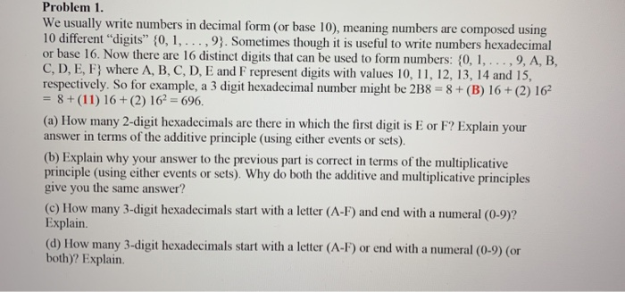Solved Problem 1. We usually write numbers in decimal form | Chegg.com