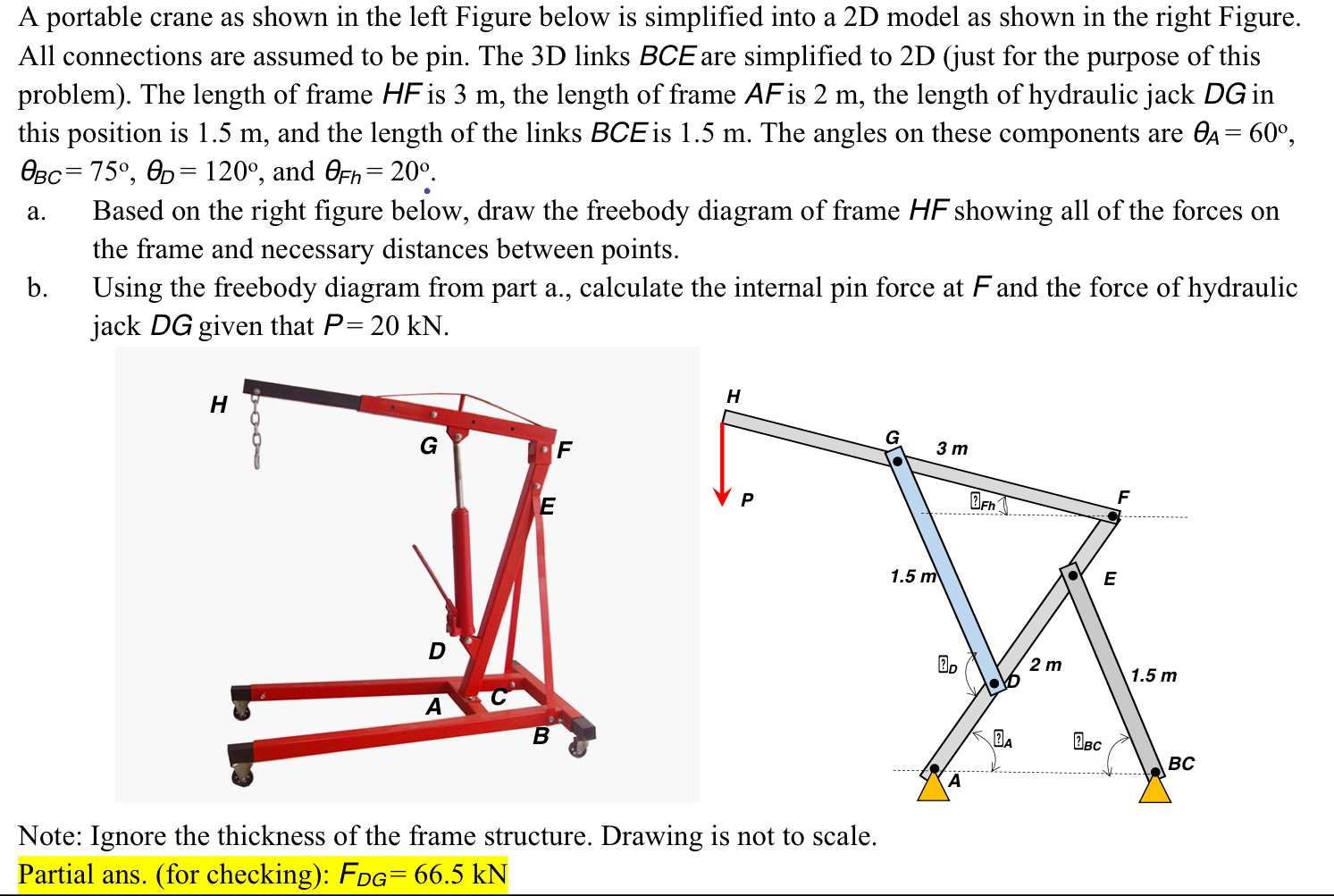 Solved A portable crane as shown in the left Figure below is | Chegg.com