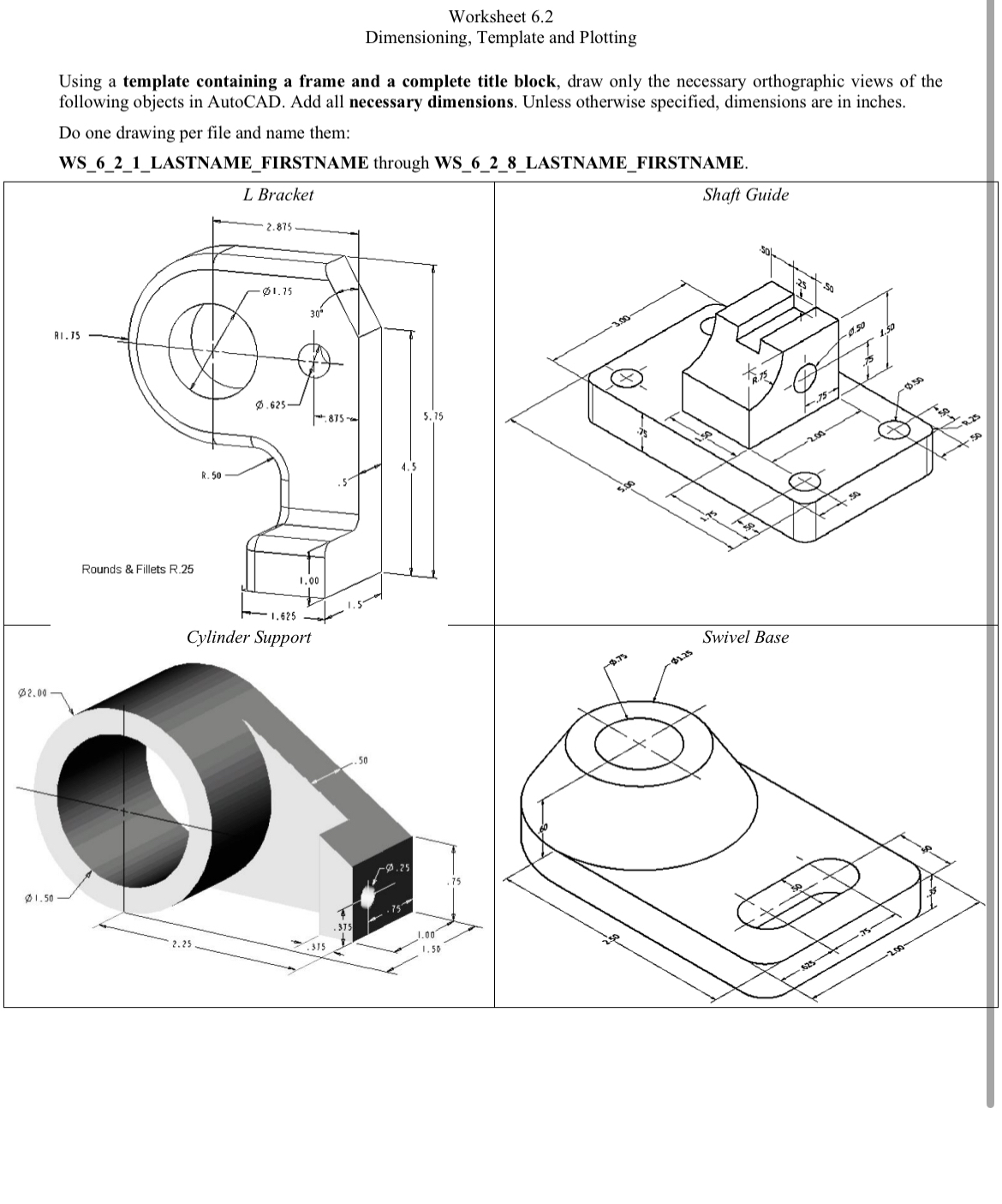 Worksheet 6.2Dimensioning, Template and PlottingUsing | Chegg.com