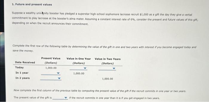Solved 1. Future and present values Suppose a wealthy | Chegg.com