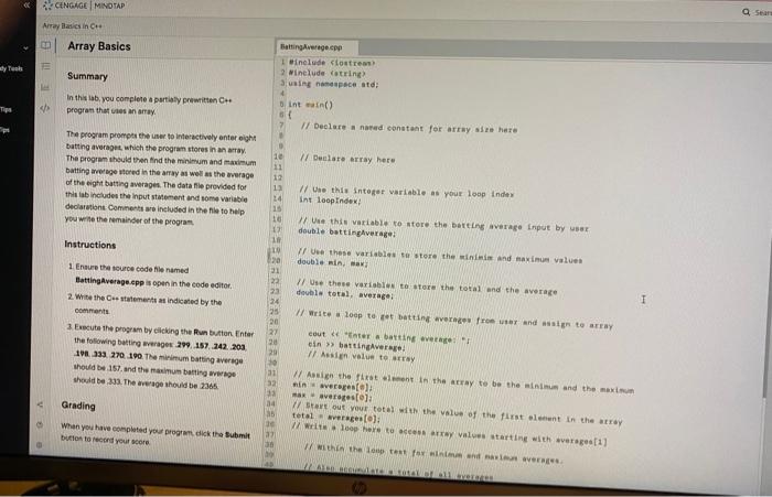 Solved Array basics in C++ - THE CODE MUST BE C++ AND HAVE | Chegg.com