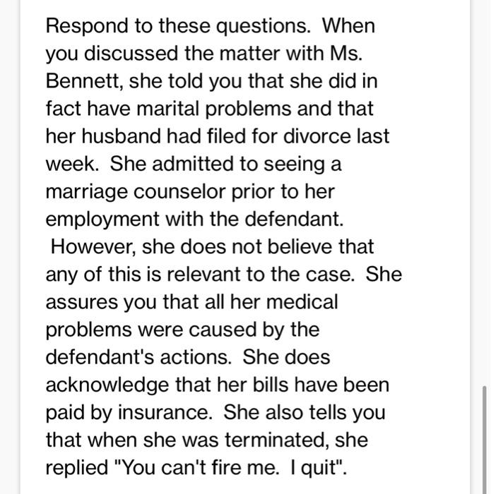 Ms. Bennett has been served with a set of requests | Chegg.com