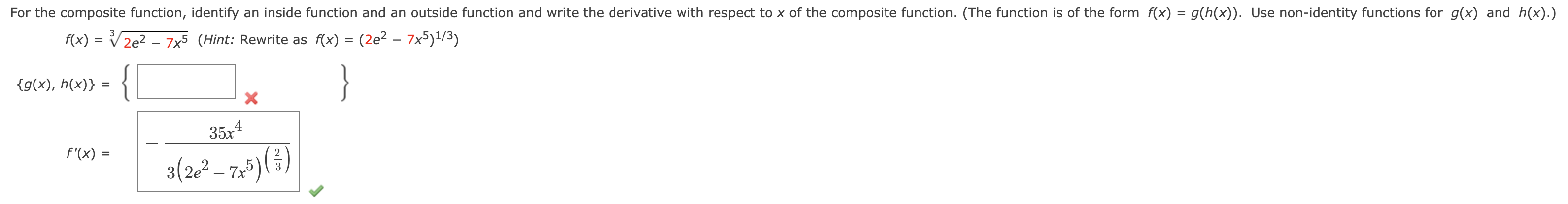 Solved For the composite function, identify an inside | Chegg.com
