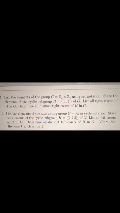 Solved 1 List The Elements Of The Group G Z2 X Z Using Chegg solved-1-list-the-elements-of-the-group-g-z2-x-z-using-chegg