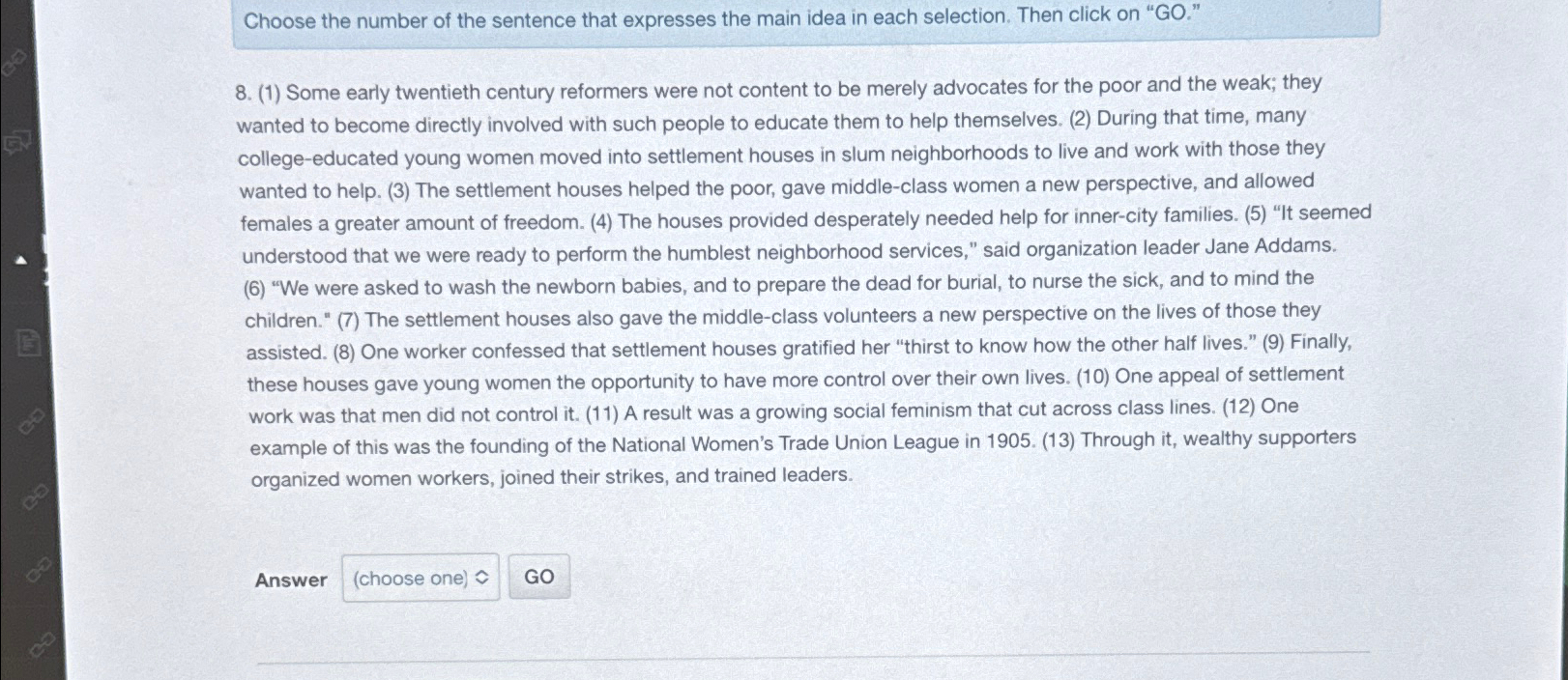 Solved Choose the number of the sentence that expresses the | Chegg.com