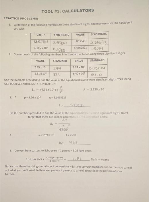 TOOL #3: CALCULATORS PRACTICE PROBLEMS: 1 Write each | Chegg.com