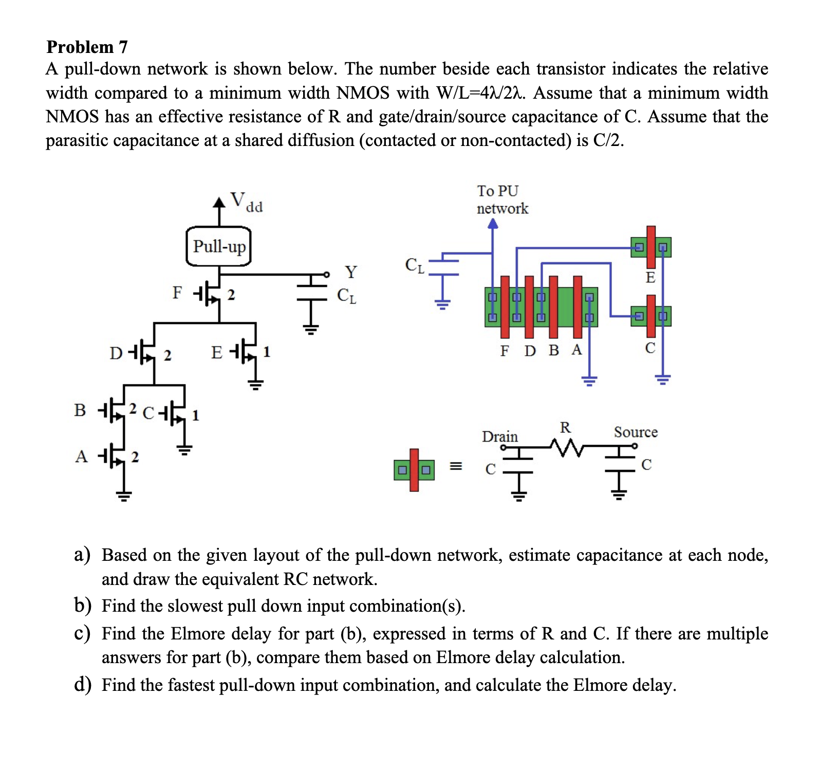 Solved A pull-down network is shown below. The number beside | Chegg.com