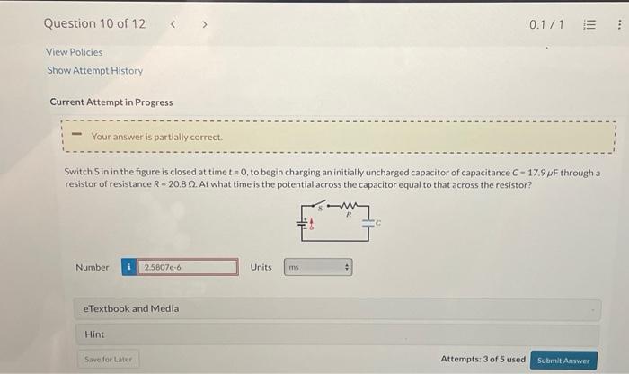 Solved Switch S in in the figure is closed at time t=0, to | Chegg.com