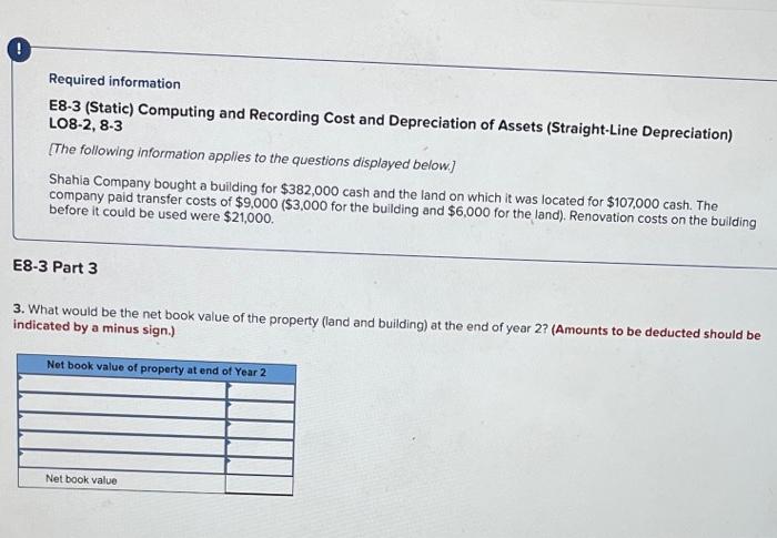 Solved Required information E8-3 (Static) Computing and | Chegg.com