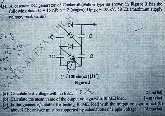 Solved Q4. A cascade DC generator of Cockcrott Walton type | Chegg.com