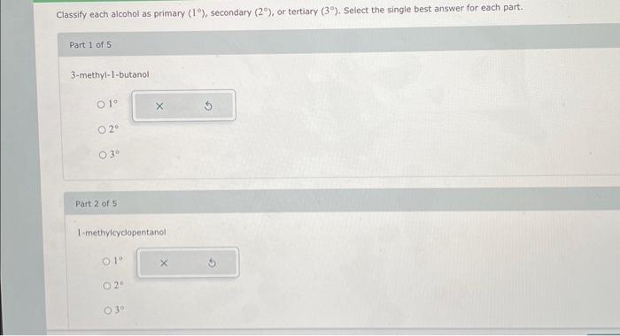 Solved Classify each alcohol as primary (1∘), secondary | Chegg.com