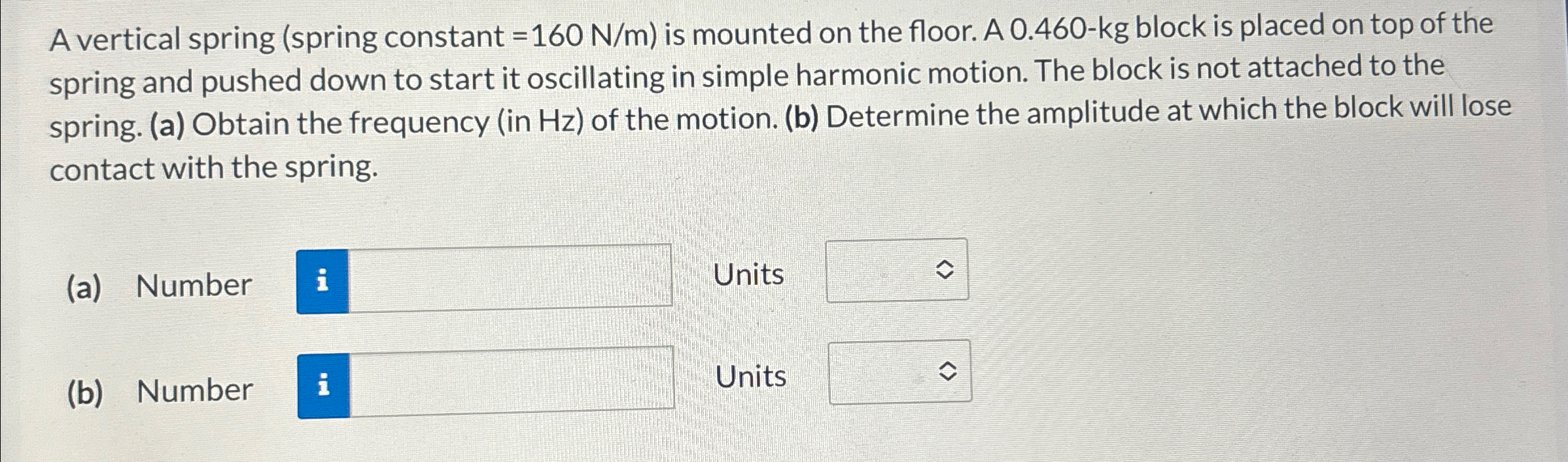 Solved A vertical spring (spring constant =160Nm ) ﻿is | Chegg.com