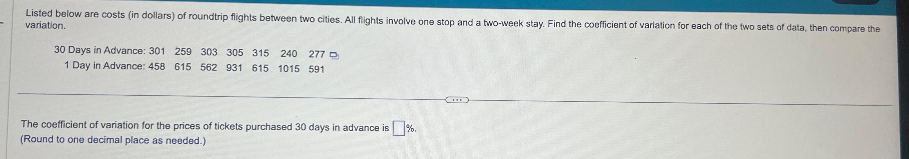 Solved variation.\table[[30 ﻿Days in Advance: | Chegg.com