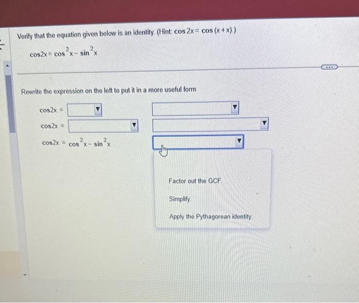 Solved Verify that the equation given below is an identity. | Chegg.com