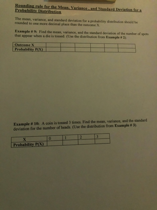 Solved Rounding rule for the Mean, Variance, and Standard | Chegg.com