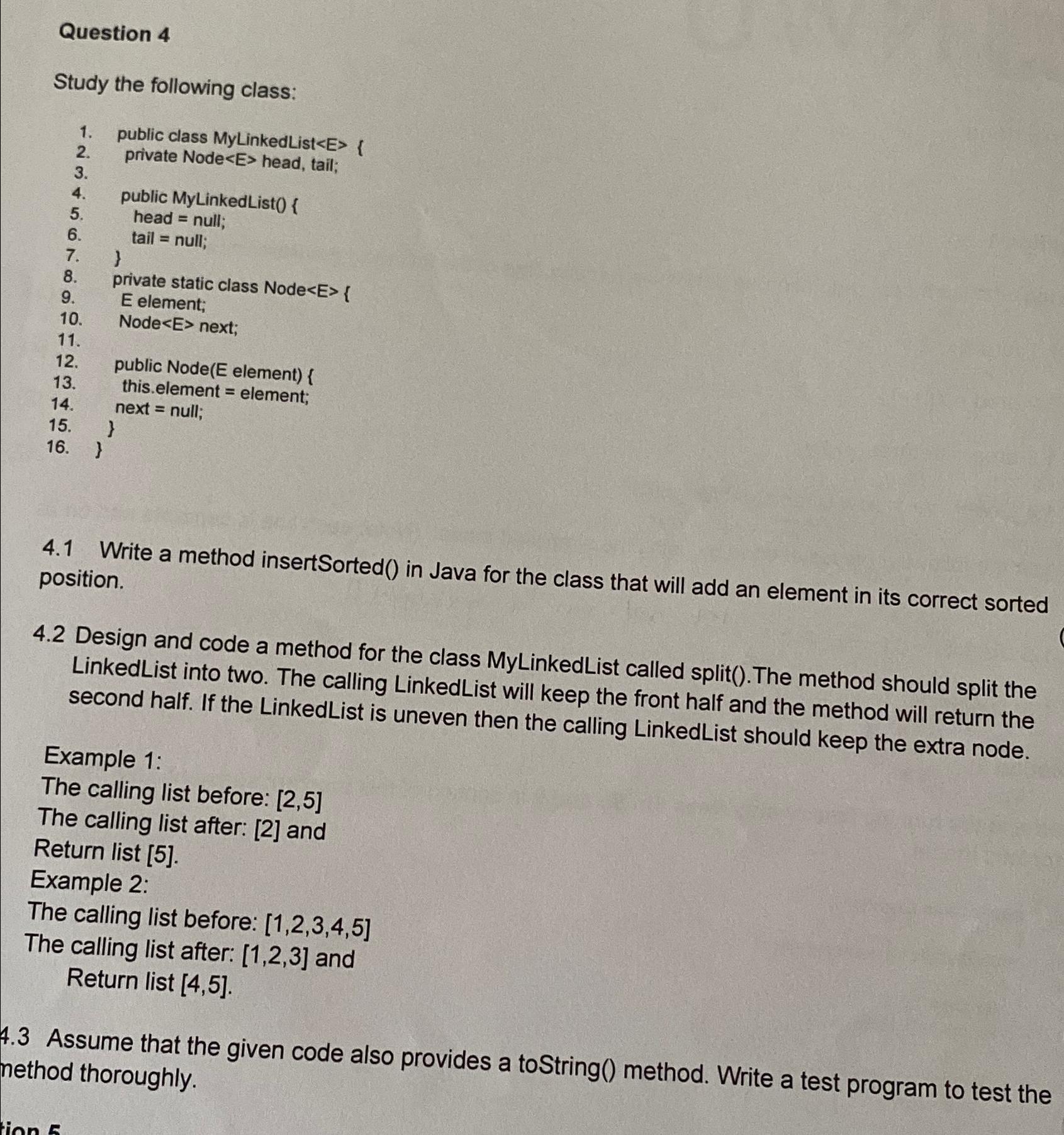 Solved Question 4Study the following class:public class | Chegg.com