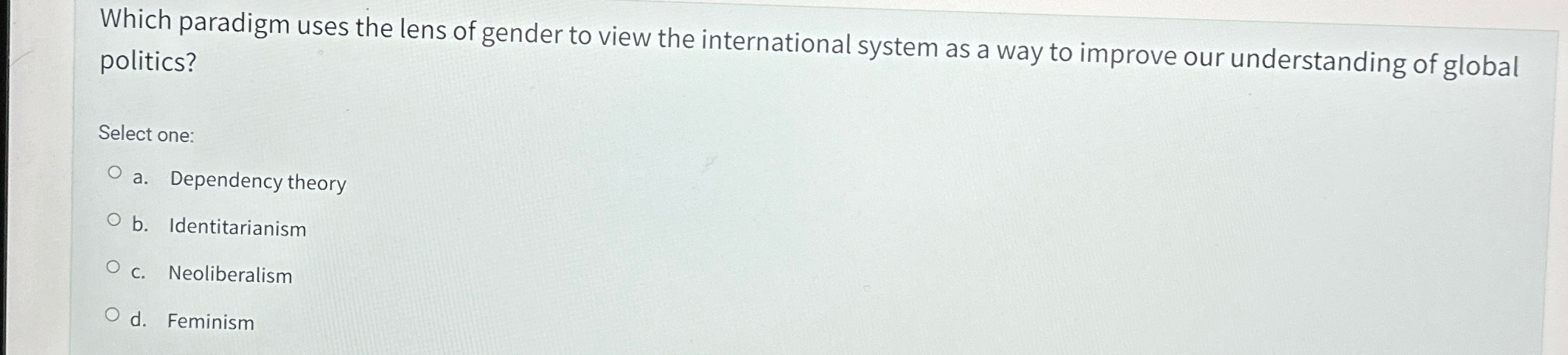 Solved Which paradigm uses the lens of gender to view the | Chegg.com