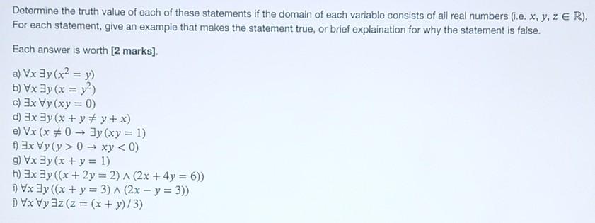 Solved Determine the truth value of each of these statements | Chegg.com