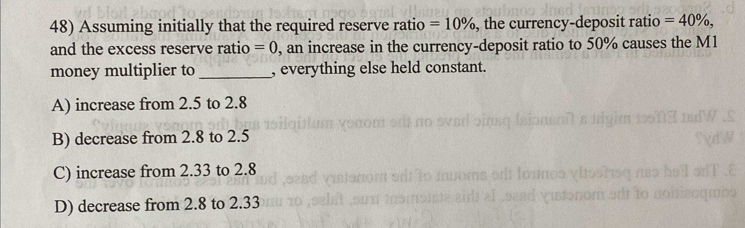 Solved Assuming initially that the required reserve ratio | Chegg.com
