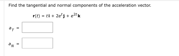 Solved Find the tangential and normal components of the | Chegg.com