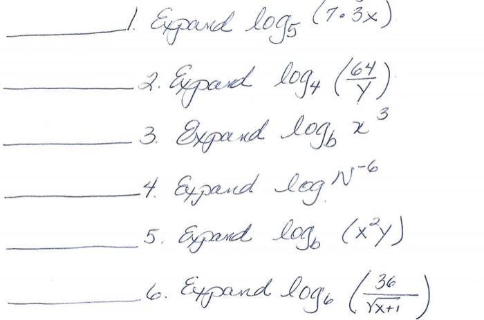 Solved Expand logs (7.3x) 2. Expand log4 (64) 3 3. Expand | Chegg.com