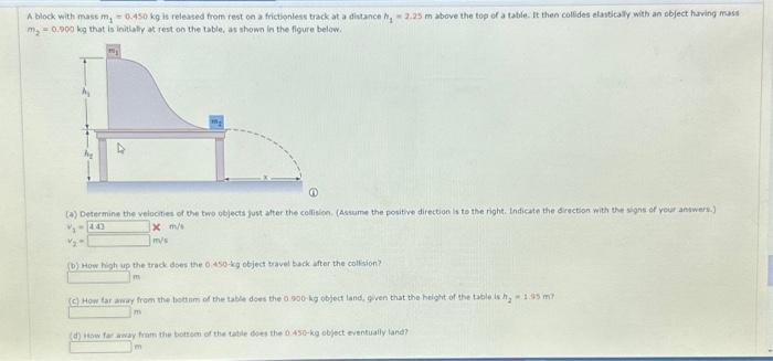 Solved A block with mass m1=0.450 kg is released from rest | Chegg.com