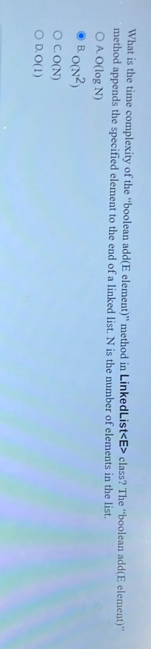 Solved What is the time complexity of the "boolean add(E | Chegg.com
