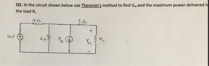 Solved Q1: In the circuit shown below use Thevenin's method | Chegg.com