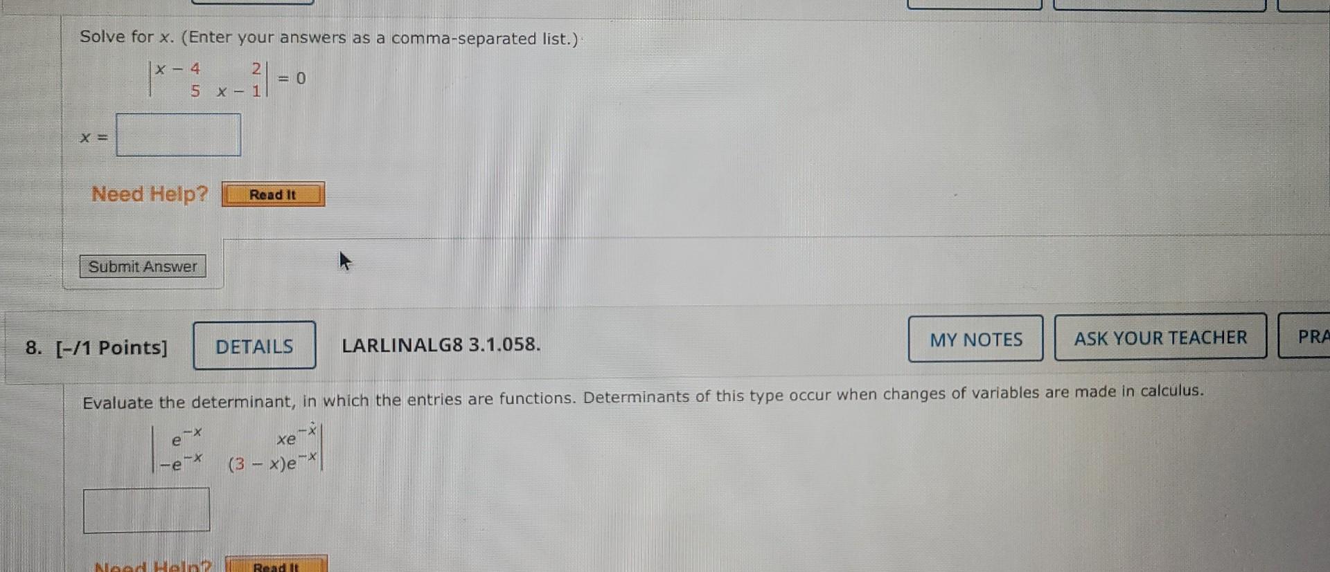 Solved Solve for x. (Enter your answers as a comma-separated | Chegg.com