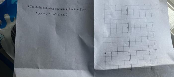 Solved 1) Graph the following exponential function. |spis| | Chegg.com