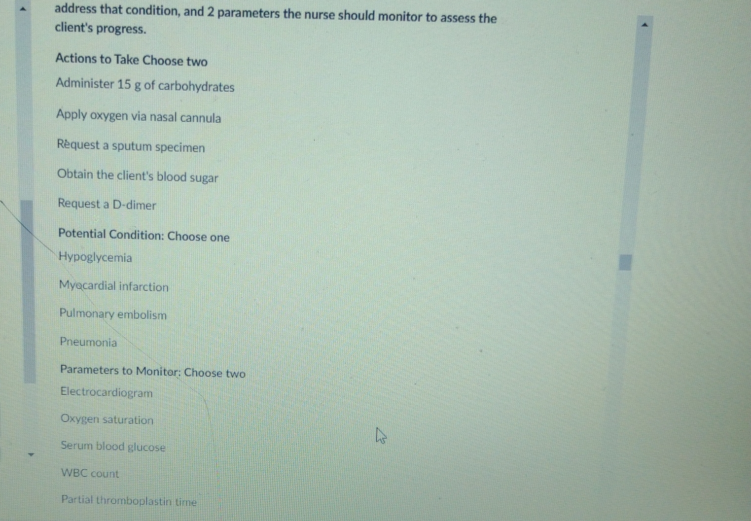 Solved address that condition, and 2 ﻿parameters the nurse | Chegg.com