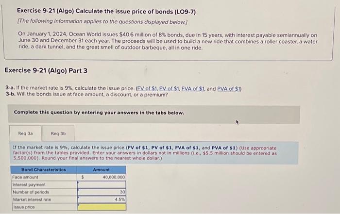 Solved Exercise 9-21 (Algo) Calculate the issue price of | Chegg.com