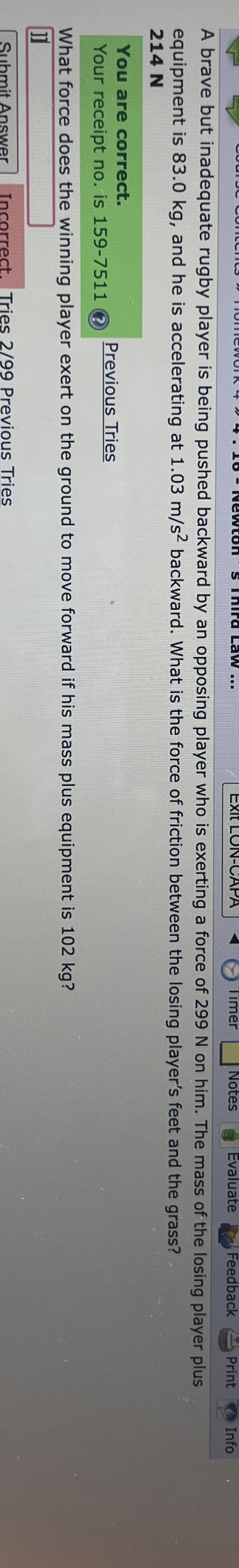 Solved A brave but inadequate rugby player is being pushed | Chegg.com