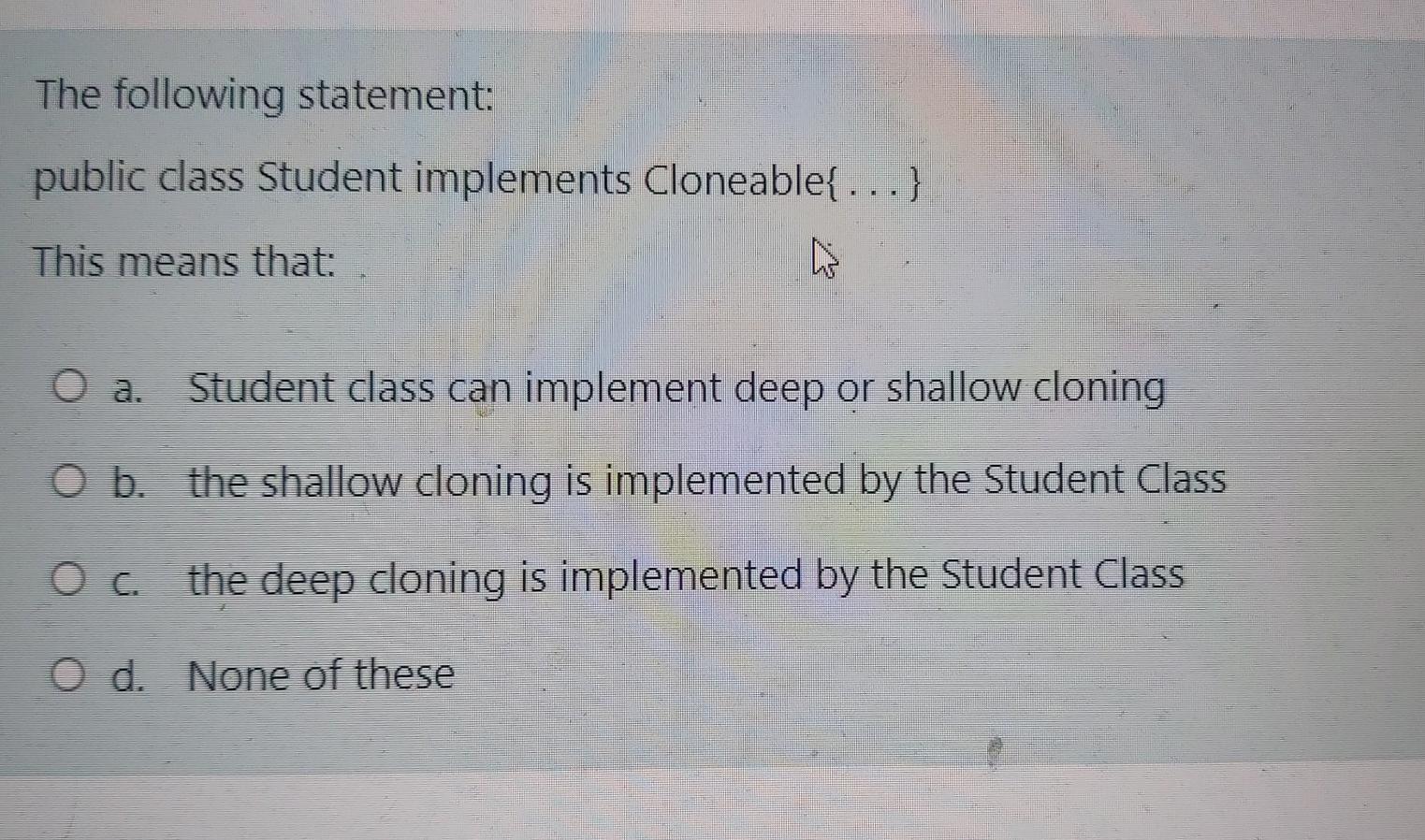 Solved The following statement: public class Student | Chegg.com