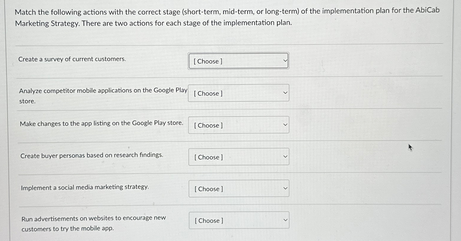 Solved Match the following actions with the correct stage | Chegg.com
