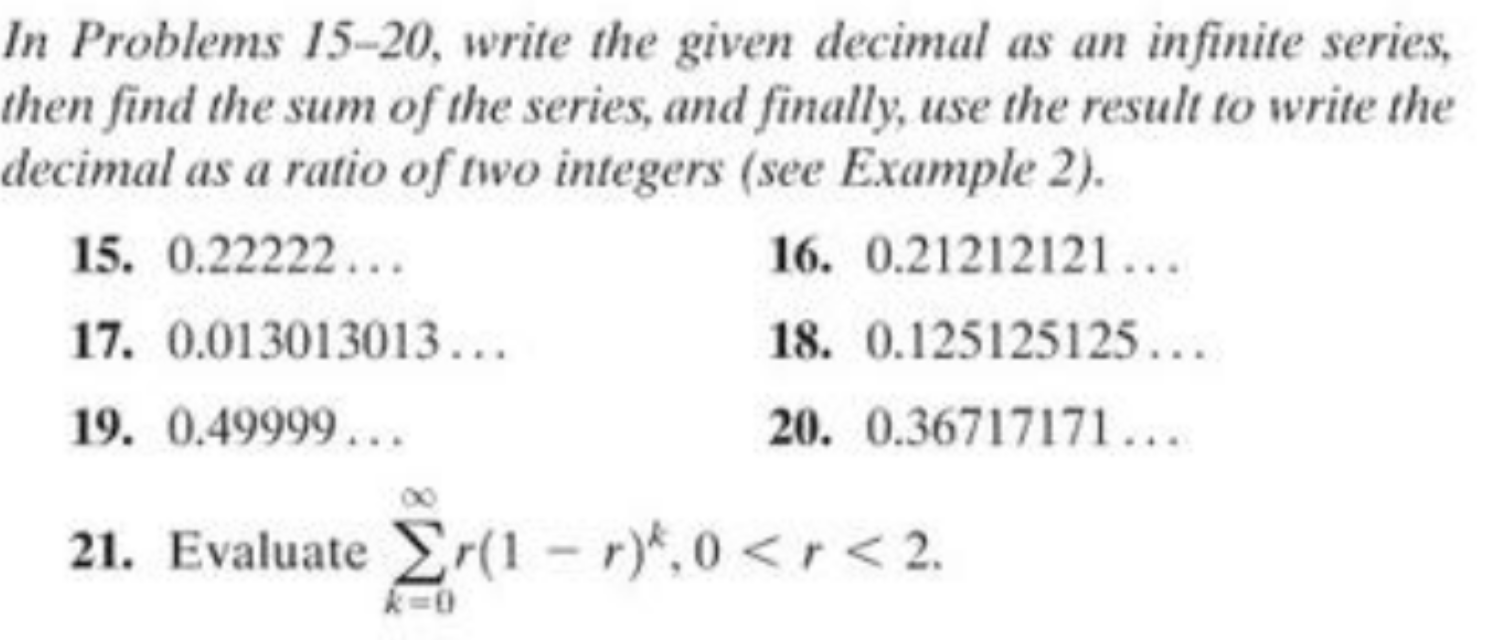 Solved Write the given decimal as an infinite seriesthen | Chegg.com