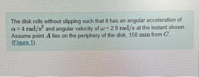 Solved The disk rolls without slipping such that it has an | Chegg.com