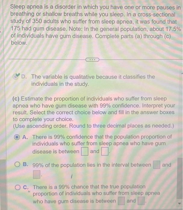Solved Sleep apnea is a disorder in which you have one or | Chegg.com