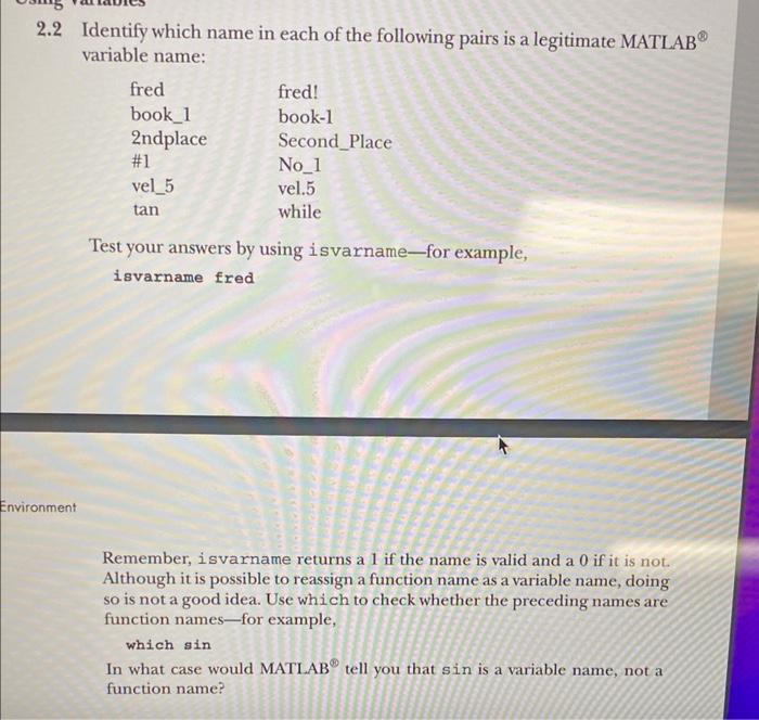 Solved 2.2 Identify which name in each of the following | Chegg.com